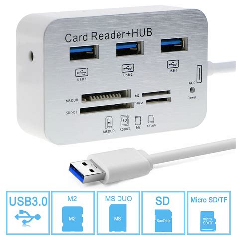 Electronics Data Transfer Speed Up To 5 Gbps SD Card Reader Micro SD Card Reader Silver USB 3 0