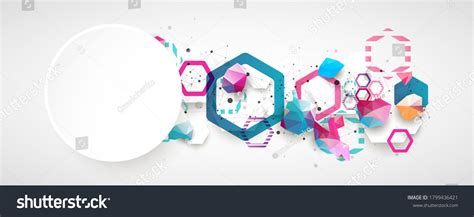 hexagonal geometric array abstract background science stock vector