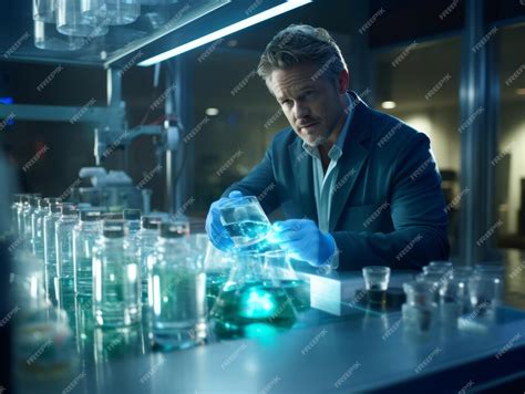 premium ai image male scientist conducting experiments in a high tech lab