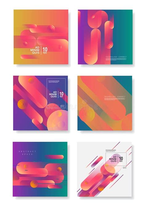 Vector Illustration Of Dynamic Composition Made Of Various Color Rounded Shapes Lines In
