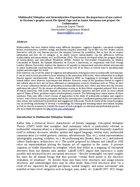 Multimodal Metaphor And Intersubjective Experiences The Importance Of Eye Contact In Davisons