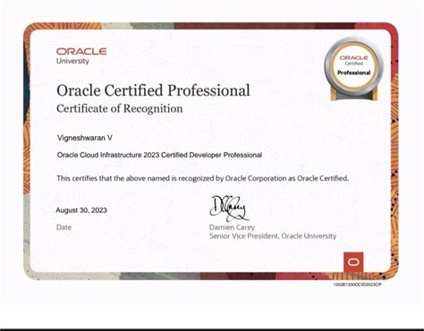Vigneshwaran V On Linkedin Oraclecertified Oci