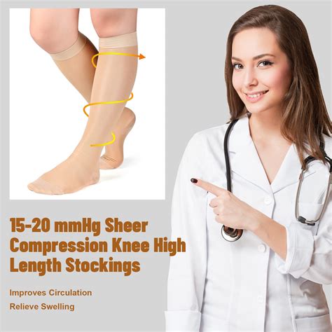 Estune 6 Pairs Sheer Compression Socks 15 20mmhg Knee