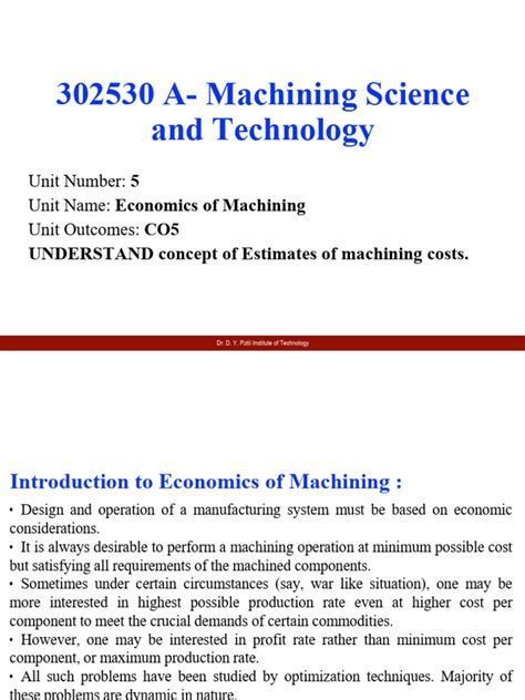 Unit V Economics Of Machining Pdf Machining Mathematical