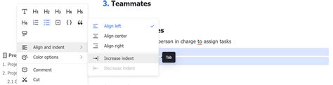 Indent Content In Docs