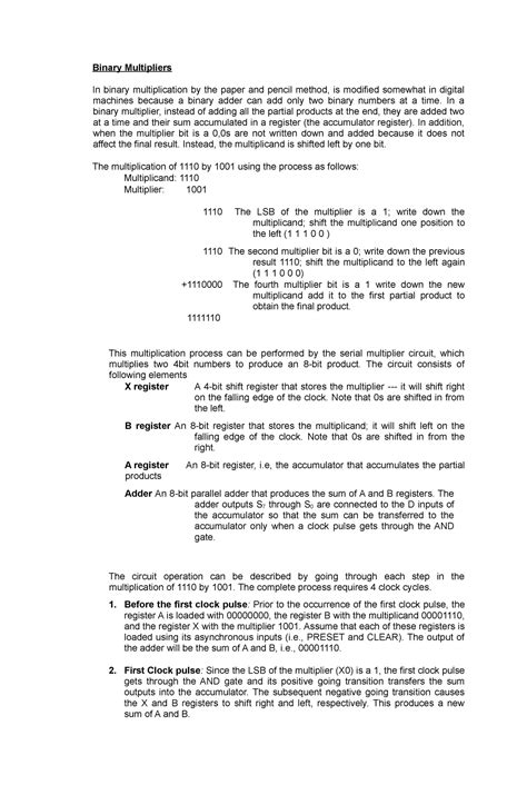 Module 6 Binary Multipliers Binary Multipliers In Binary