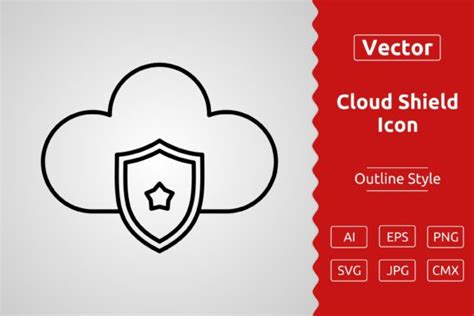 Vector Cloud Shield Outline Icon Graphic By Muhammad Atiq · Creative Fabrica