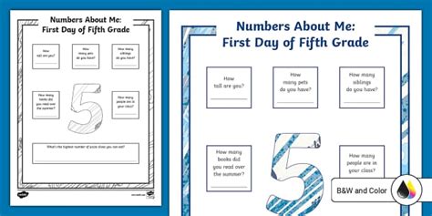Numbers About Me First Day Of Fifth Grade Activity Twinkl