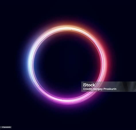 네온 서클이 있는 추상적인 배경 디자인을 위한 벡터 그림입니다 0명에 대한 스톡 벡터 아트 및 기타 이미지 0명 3차원 형태 곡선 Istock