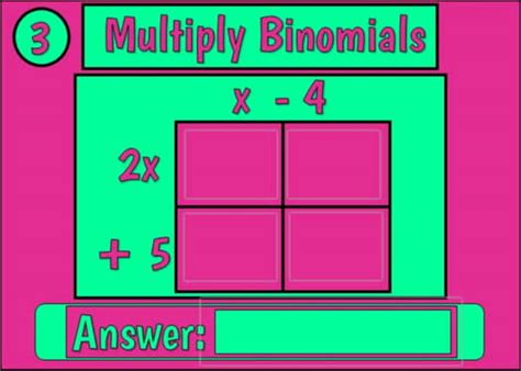 Multiplying Binomials Using The Box Method By Cole Black Tpt