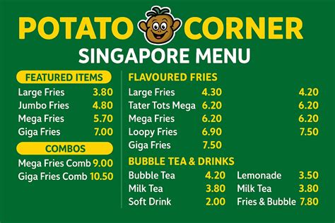 Potato Corner Menu Prices Singapore 2025