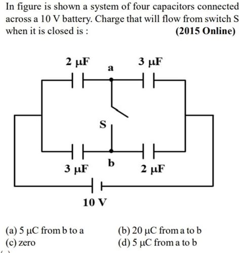 In Figure Is Shown A System Of Four Capacitors Connected Across A 10mathr