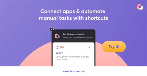 create clickup task when label is added to an email bardeen automation