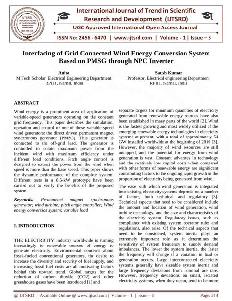 pdf interfacing of grid connected wind energy conversion system based