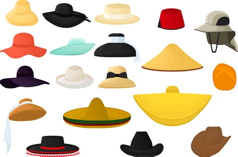 Big Kit Different Types Hats Beautiful Caps 18136501 PNG