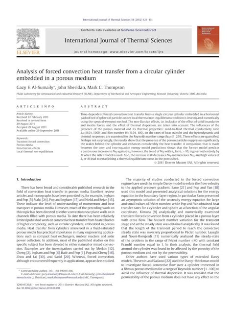 Pdf Analysis Of Forced Convection Heat Transfer From A Circular