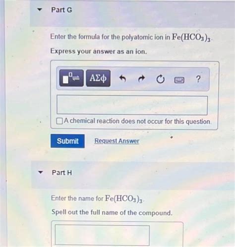 Solved Pat G Enter The Formula For The Polyatomic Ion In