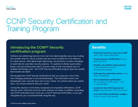 Ccnp Security At A Glance At A Glance Cisco Public CCNP Security Certification And Training