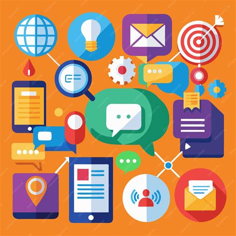 Colorful Flat Design Icons Of Social Media Communication Internet And Technology Premium Ai