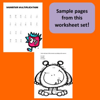 Monster Multiplication Practice Worksheet By Grace And Beauty Designs