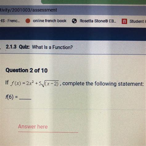 213 Quiz What Is A Function Question 2 Of 10 If Fx 2x² 5√x 2