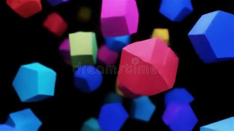 Colorful Geometric Shapes Floating In 3d Space Create A Vibrant Visual Experience Stock Footage