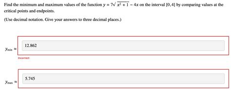 Solved Find The Minimum And Maximum Values Of The Function