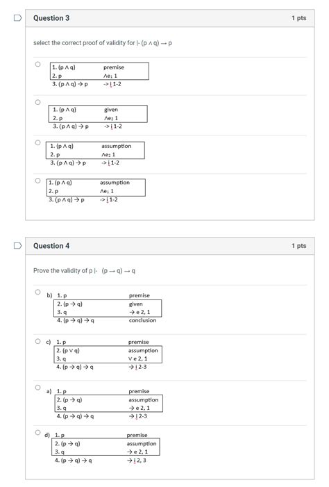 Solved Select The Correct Proof Of Validity For Pq P Chegg Com