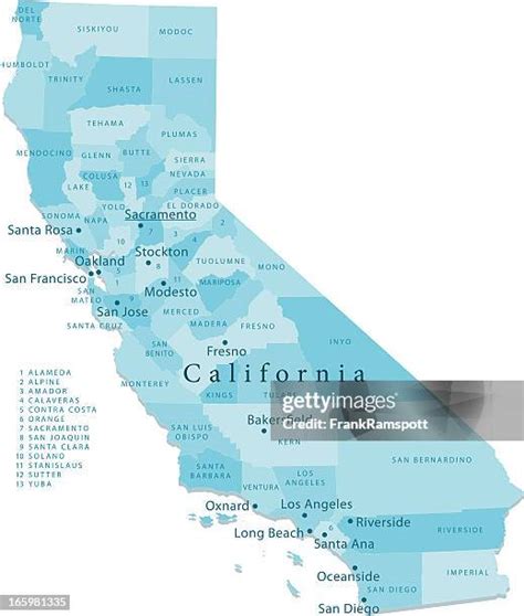 2756 California Vector Map High Res Illustrations Getty Images