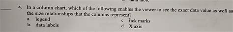 Solved In A Column Chart Which Of The Following Enables The Chegg