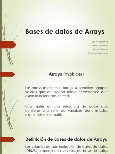 Bases De Datos De Arrays Descargar Gratis Pdf Bases De Datos