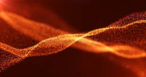 Technology Digital Orange Wave Background Abstract Digital Waves From Particles Stock