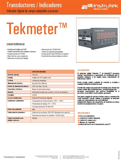 Instrutek Itm100 Tekmeter Pdf Hardware De La Computadora Ciencias