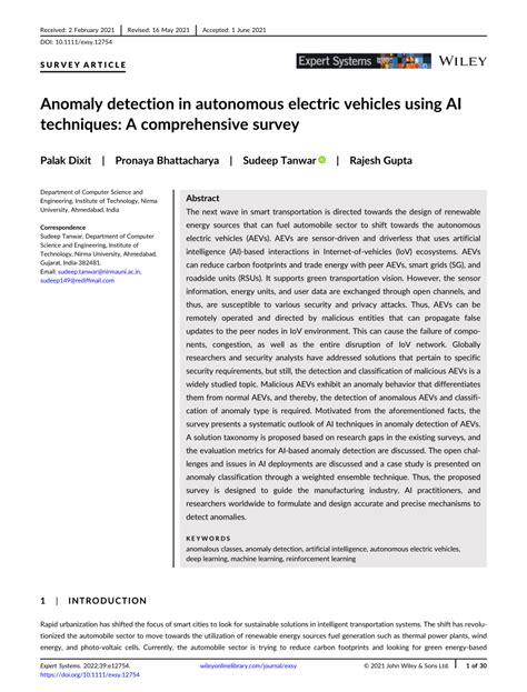 Anomaly Detection In Autonomous Electric Vehicles Using Ai Techniques A Comprehensive Survey
