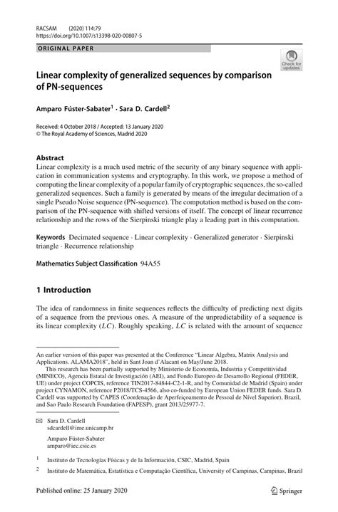 pdf linear complexity of generalized sequences by comparison of pn