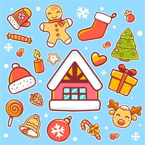 Estilos De Dibujos Animados Elementos Navideños Deisng Vector Eps Uidownload