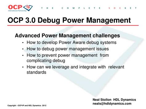 PPT OCP Debug Power Management PowerPoint Presentation Free Download ID