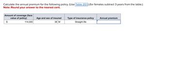 Answered Calculate The Annual Premium For The Following Policy Use Table For Females