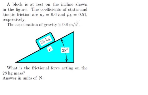 solved a block is at rest on the incline shown in the