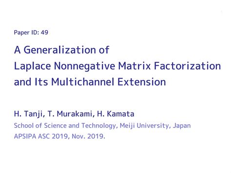 a generalization of laplace nonnegative matrix factorizationand its
