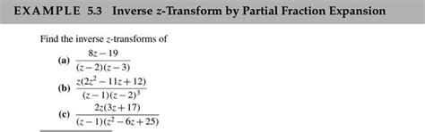 Solved EXAMPLE Inverse Z Transform By Partial Fraction Chegg