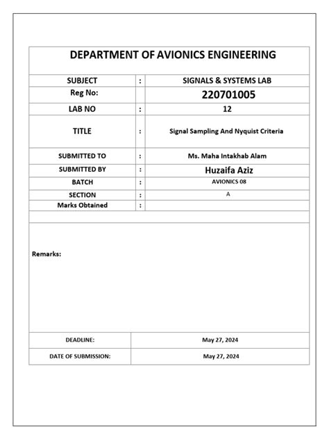 220701005lab12 Download Free Pdf Sampling Signal Processing Applied Mathematics