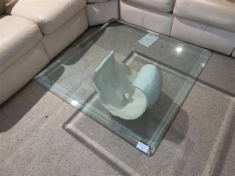 Lot Very Nice Glass Top Seashell Coffee Table 36x36
