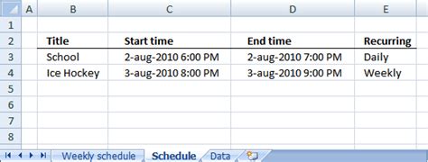 Schedule Recurring Events In A Weekly Schedule