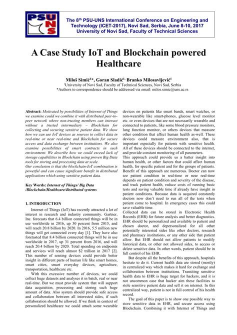 Pdf A Case Study Iot And Blockchain Powered Healthcare