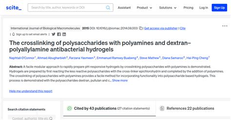 The Crosslinking Of Polysaccharides With Polyamines And Dextran Polyallylamine Antibacterial