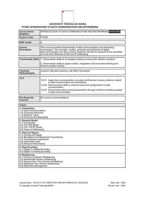 itt300 introduction to data communication and networking universiti