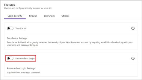 how to set up passwordless login authentication in wordpress