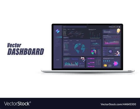Laptop With Dashboard Mockup 3d Template Vector Image