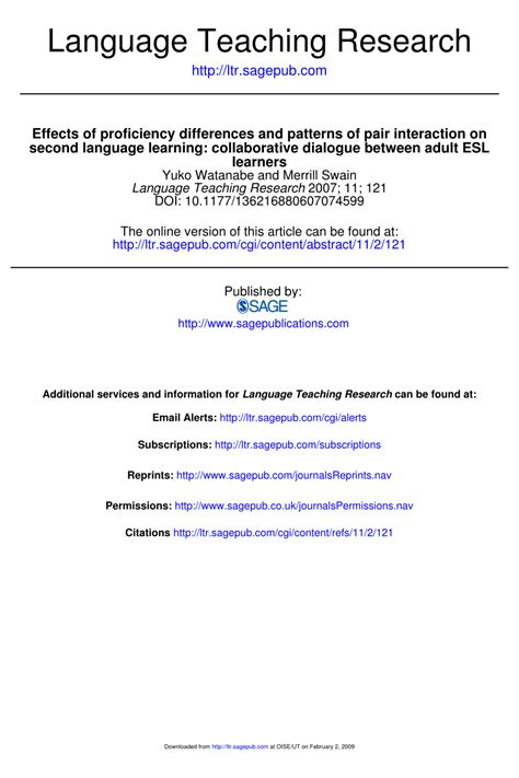 Pdf Effects Of Proficiency Differences And Patterns Of Pair